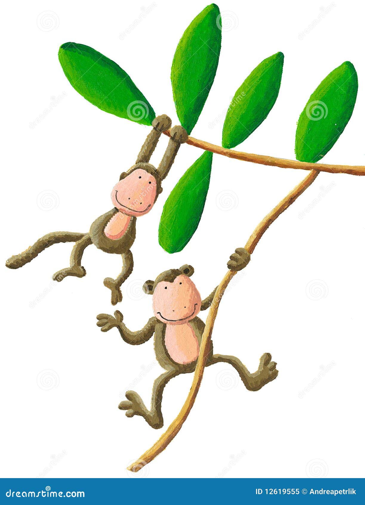 Two monkeys stock illustration. Illustration of friends - 12619555