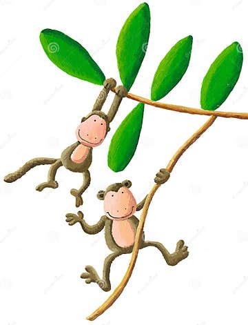 Two monkeys stock illustration. Illustration of friends - 12619555