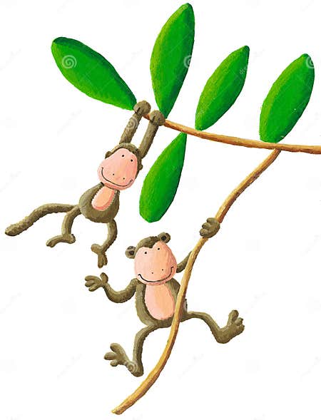 Two monkeys stock illustration. Illustration of friends - 12619555