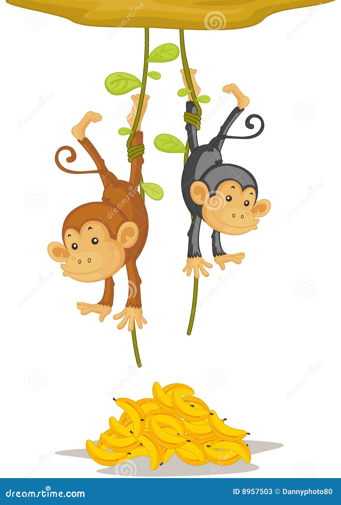 Two monkeys stock vector. Illustration of bunch, smile - 8957503