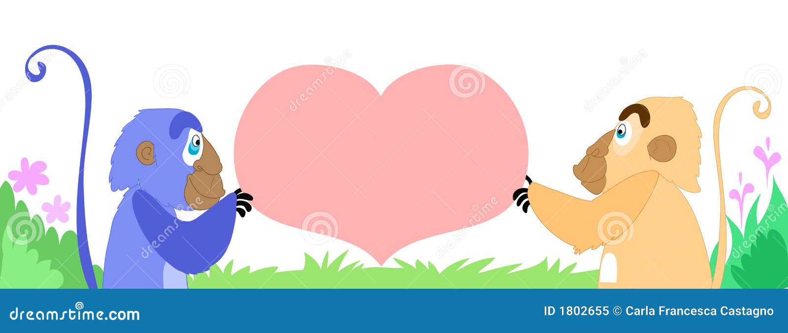 Two monkeys with sign. stock vector. Illustration of blank - 1802655
