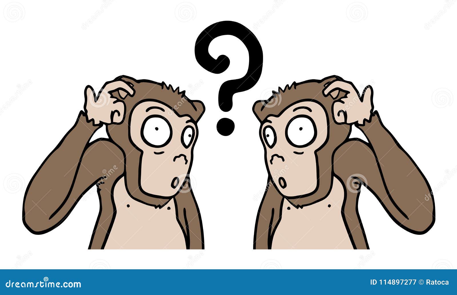 Two monkeys thinking stock vector. Illustration of monkeys - 114897277