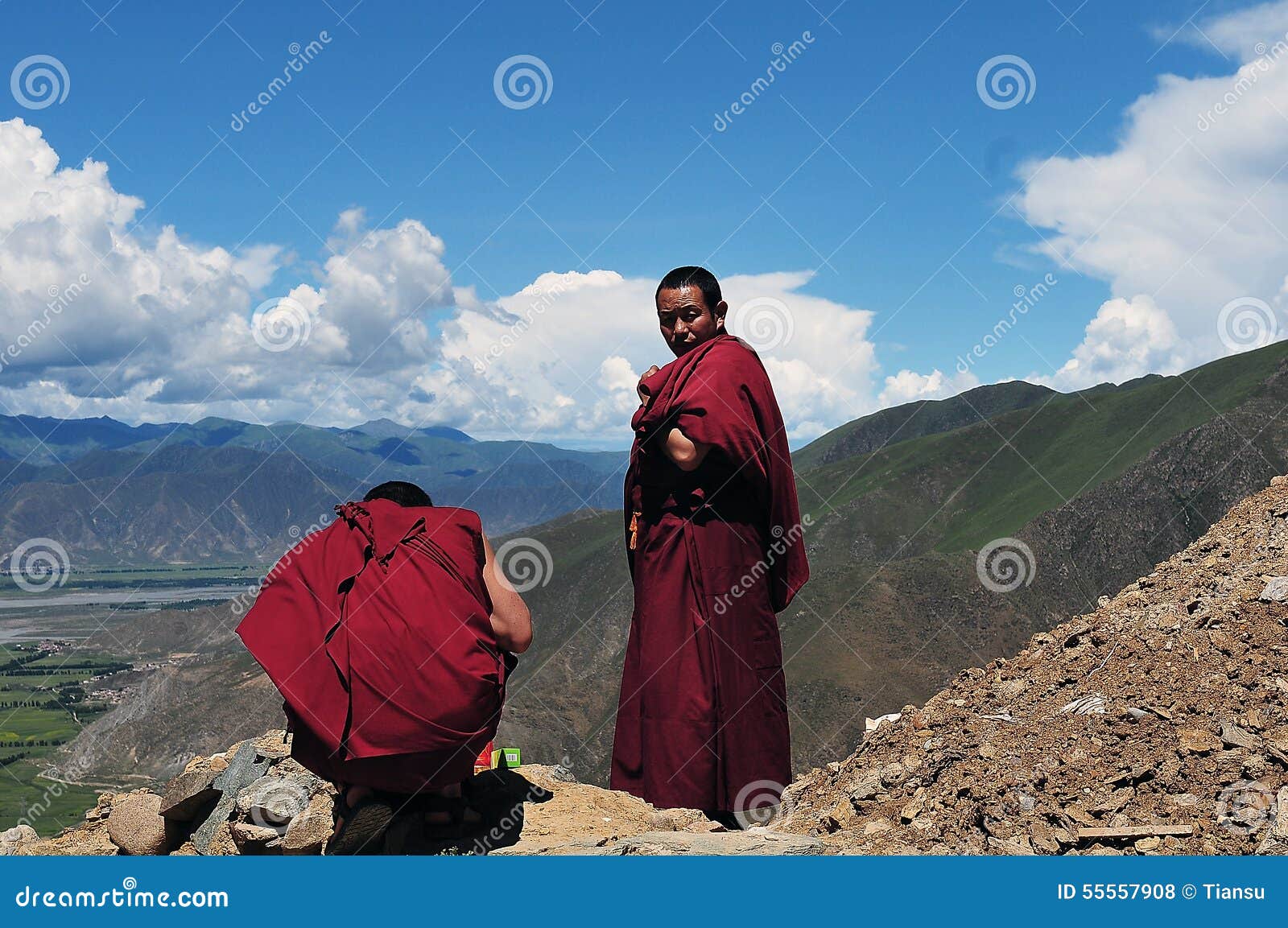 Two monks in Tibet editorial stock photo. Image of reason - 55557908
