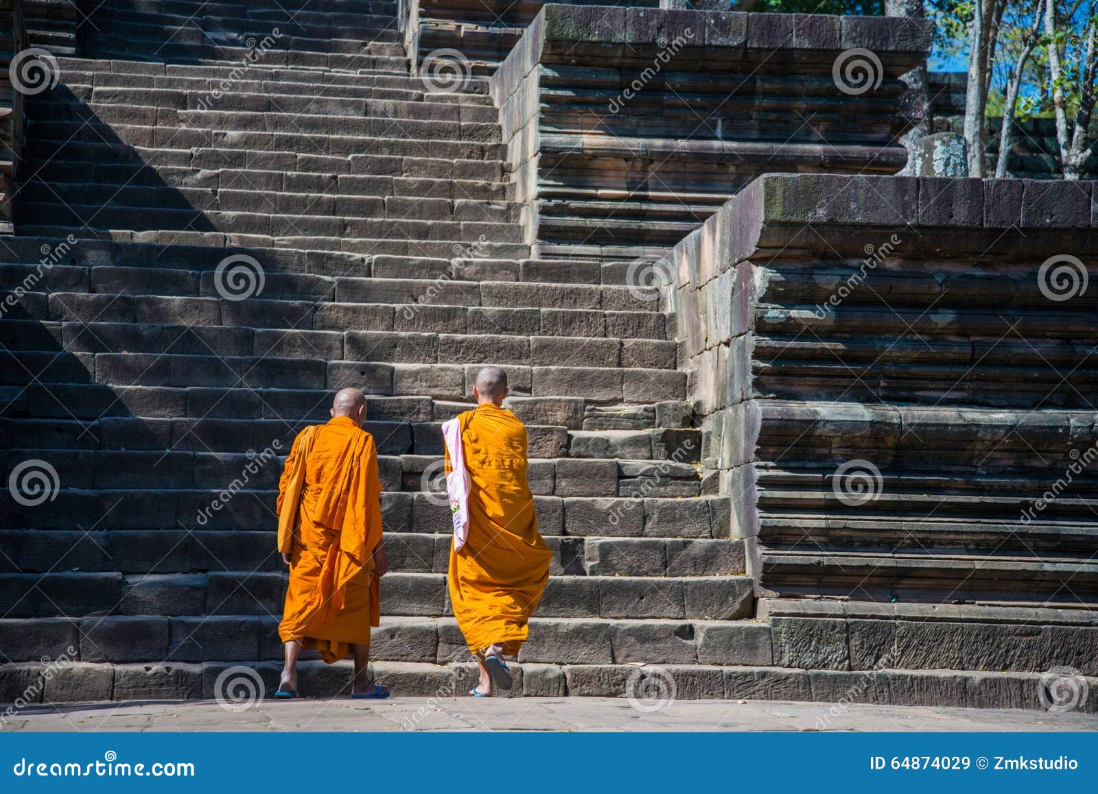Two Monks Walking on Stone Stair Stock Image - Image of nature ...
