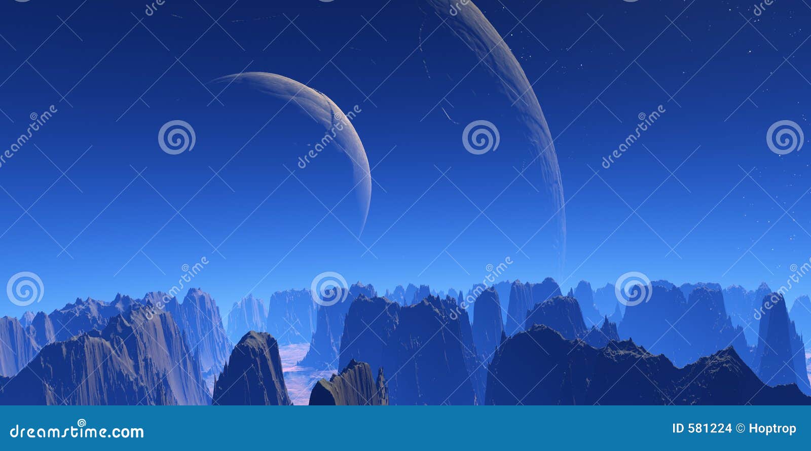 Two moons stock illustration. Illustration of earth, digital - 581224