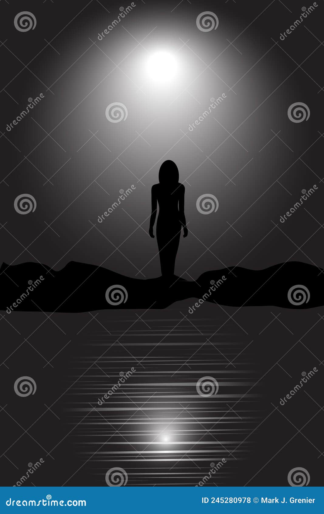 Two Moons and a Lady stock vector. Illustration of landscape - 245280978
