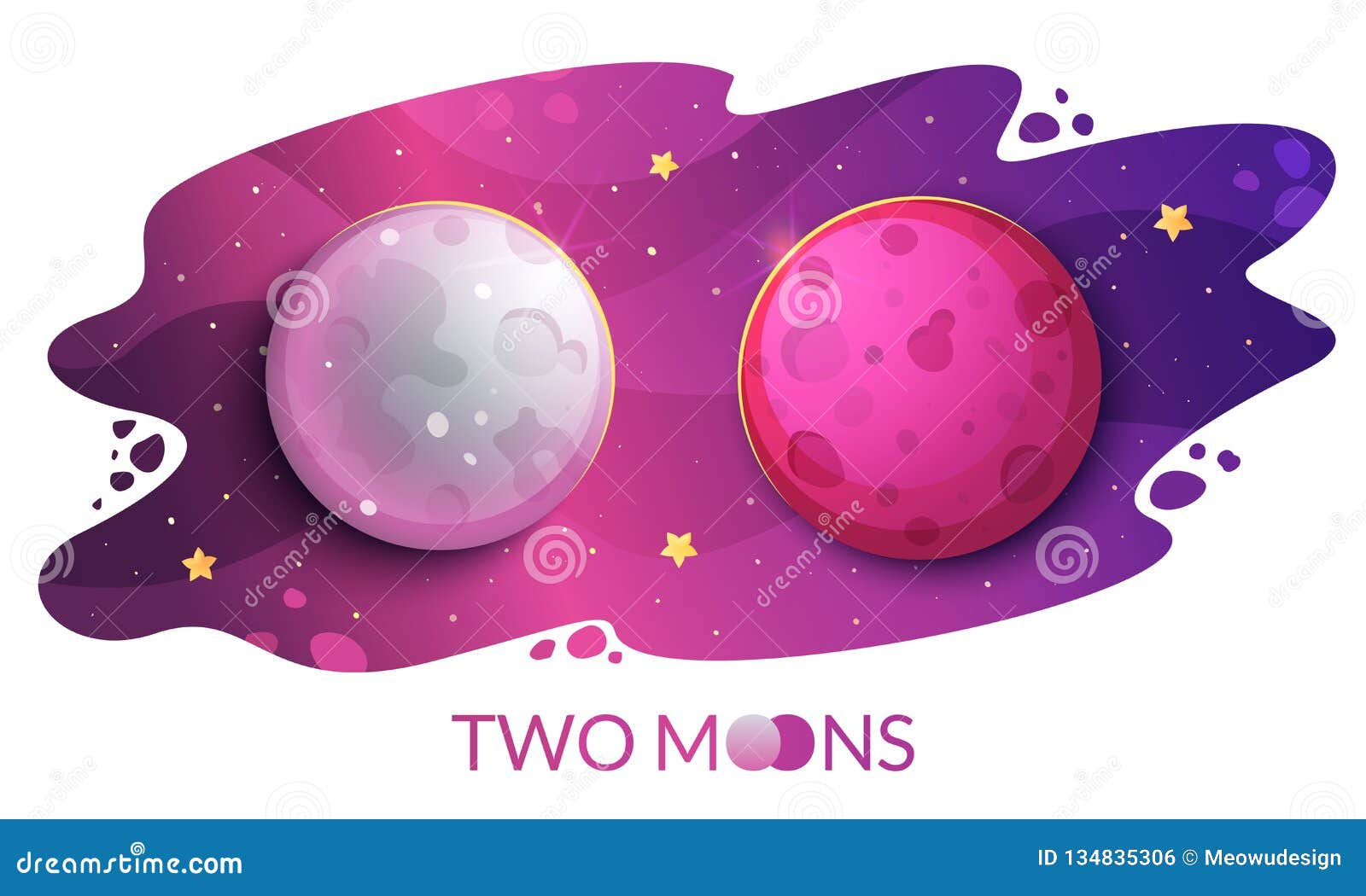 Two Moons, Mystical Phenomenon on the Starry Sky Background. Stock ...