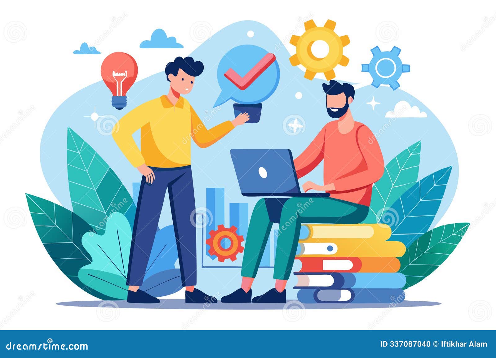 Two Motivated Men Collaborating on Goals and Strategies in a Creative ...