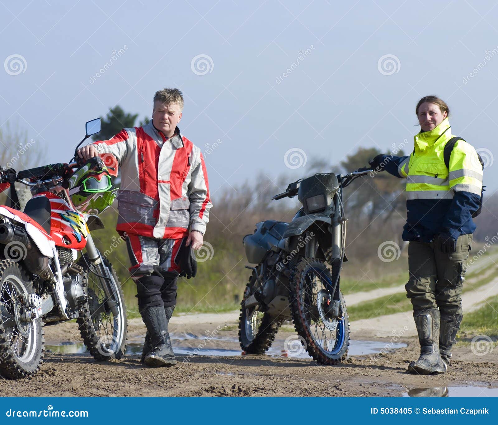 Two motocross riders stock image. Image of machines, sportswear - 5038405