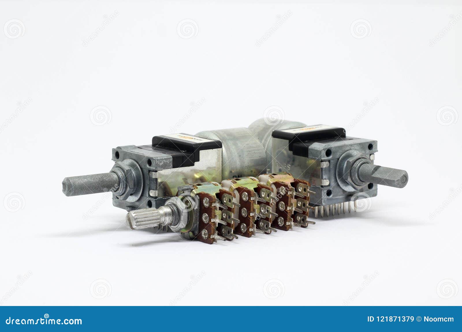 Variable Resistors In A Very Compact Housing On A Circuit Board Stock ...