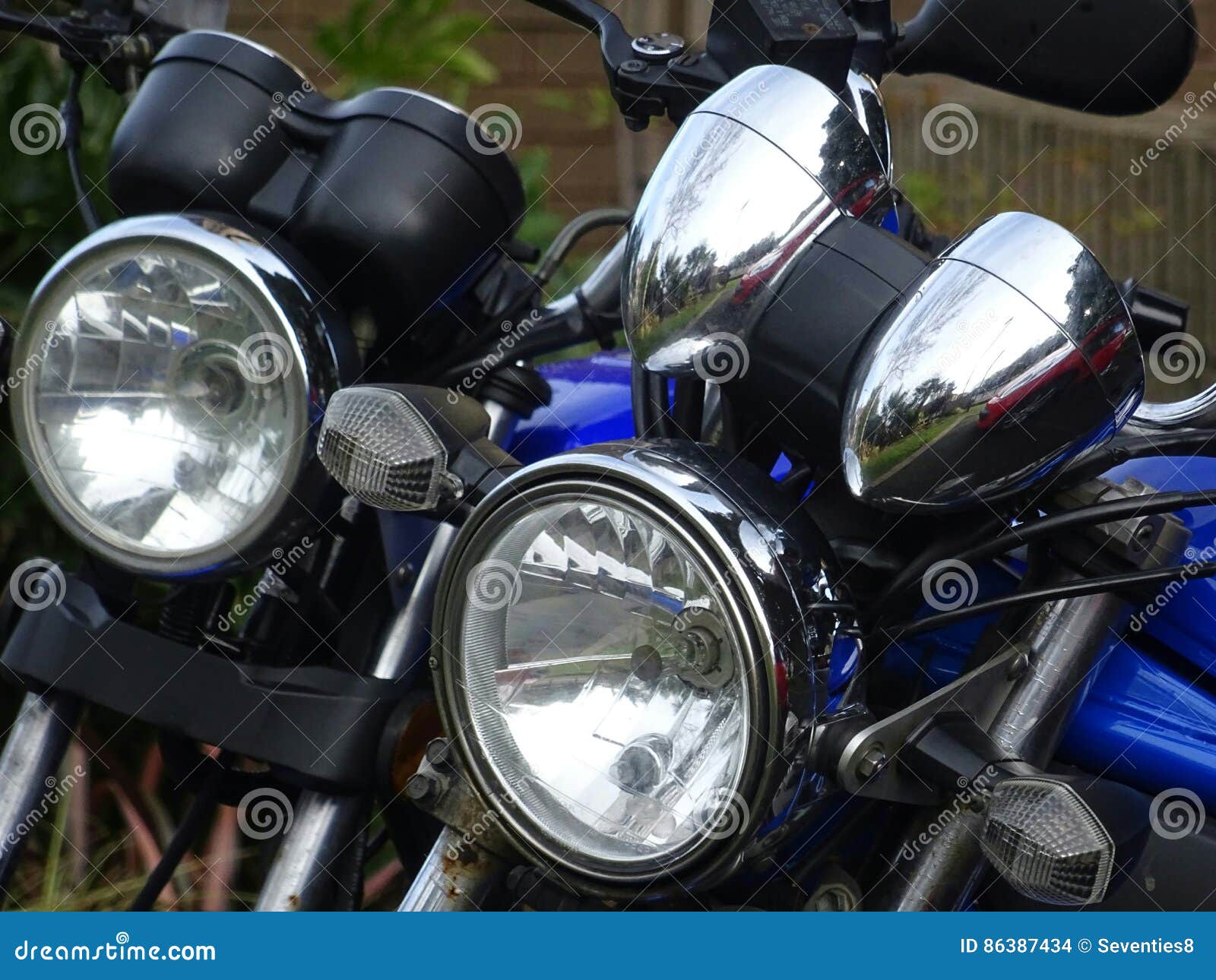 Motorcycle Headlights and Speedometer View Stock Photo - Image of ...