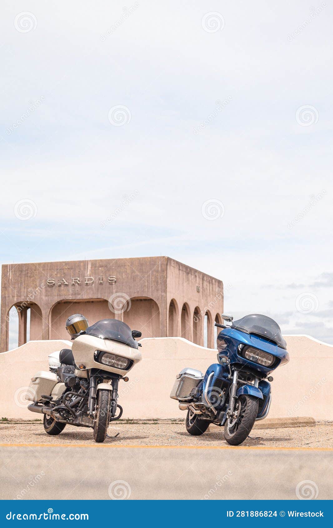 Motorcycles Parked Side-by-side on a Rural Road Stock Photo - Image of ...