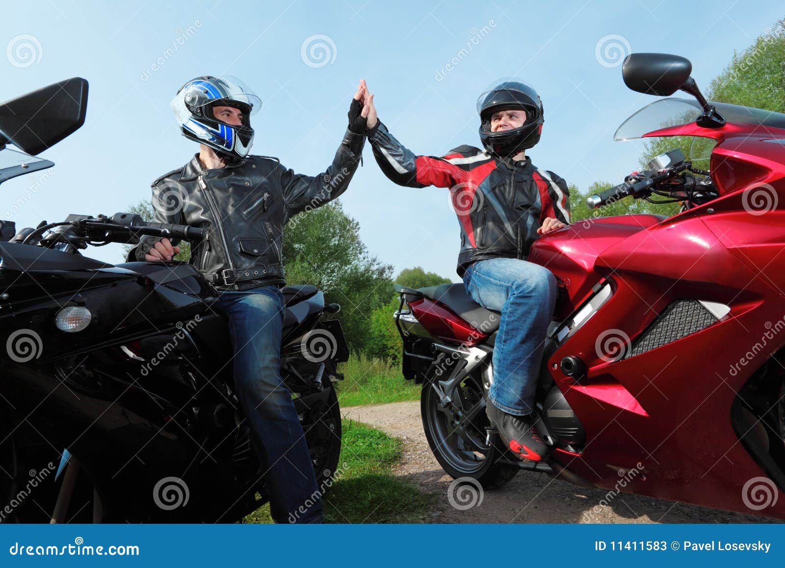 Two Motorcyclists Greetings on Country Road Stock Image - Image of ...