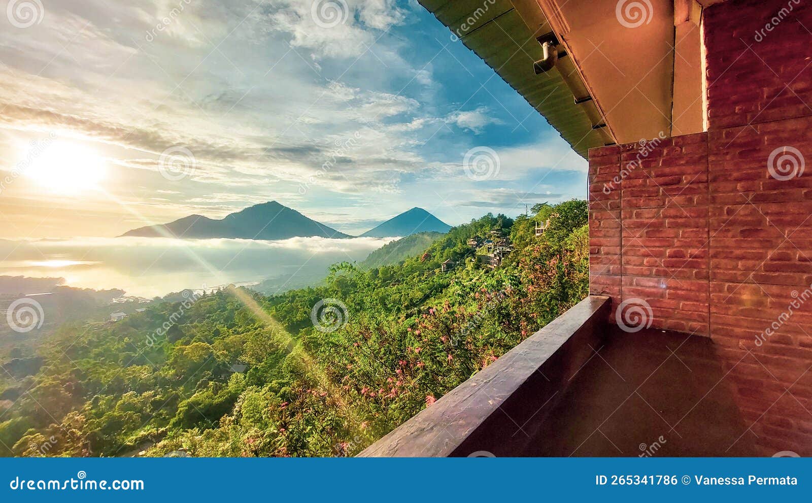 Two Mountain and Sunrise View from Window Stock Photo - Image of cloud ...