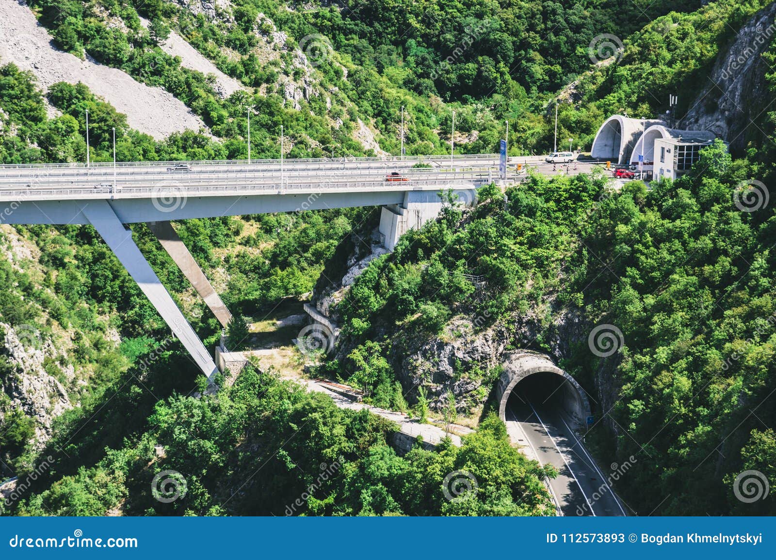 Two Mountain Tunnel and Bridge One Over the Other Stock Image - Image ...