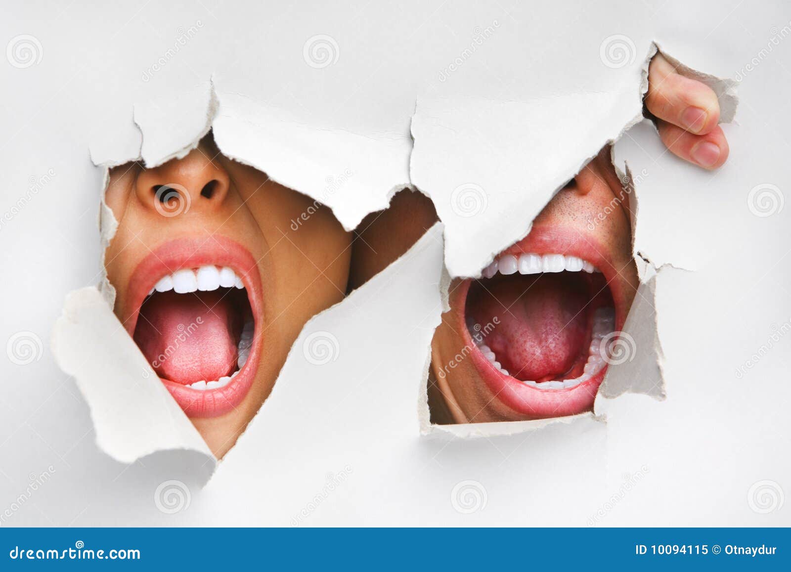 Two Mouths Screaming from Hole in Wall Stock Image - Image of shouting, people: 10094115