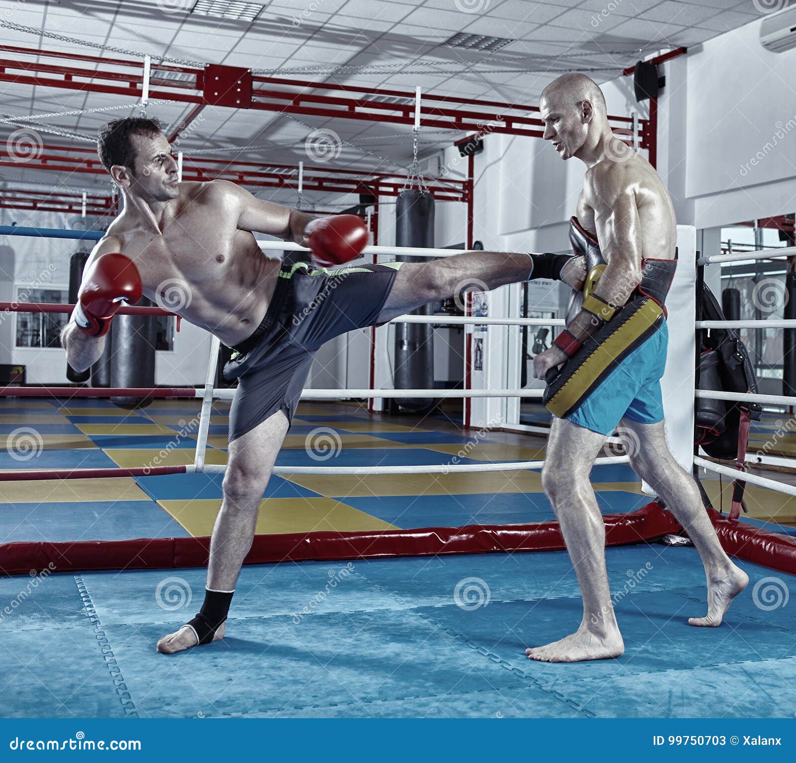 Kickbox Fighters Training in the Ring Stock Image - Image of defence ...