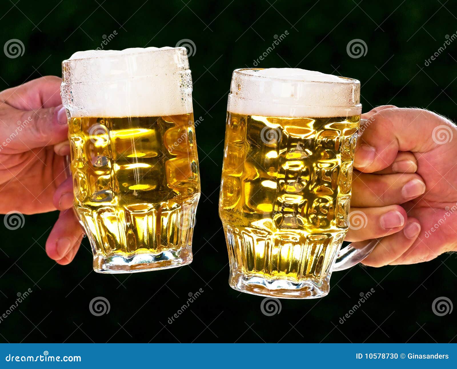Two Mugs of Beer with Us Beer Foam Stock Photo - Image of zuprosten ...