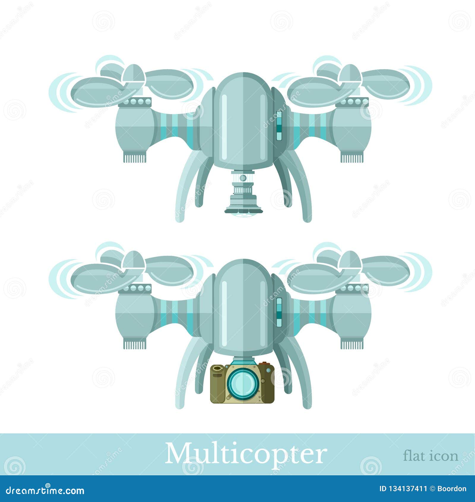 Two Multicopter or Quadcopter with Camera in Flat Style Isolated Stock ...