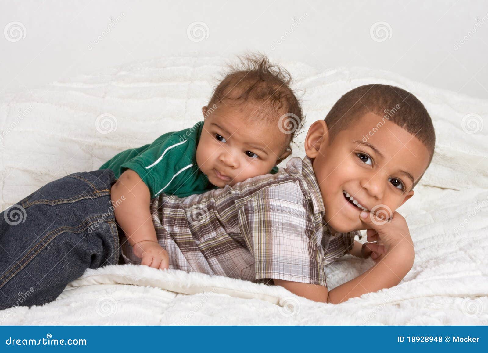 Two Multiethnic Boys Brothers Stock Photo - Image of hair, cheerful ...
