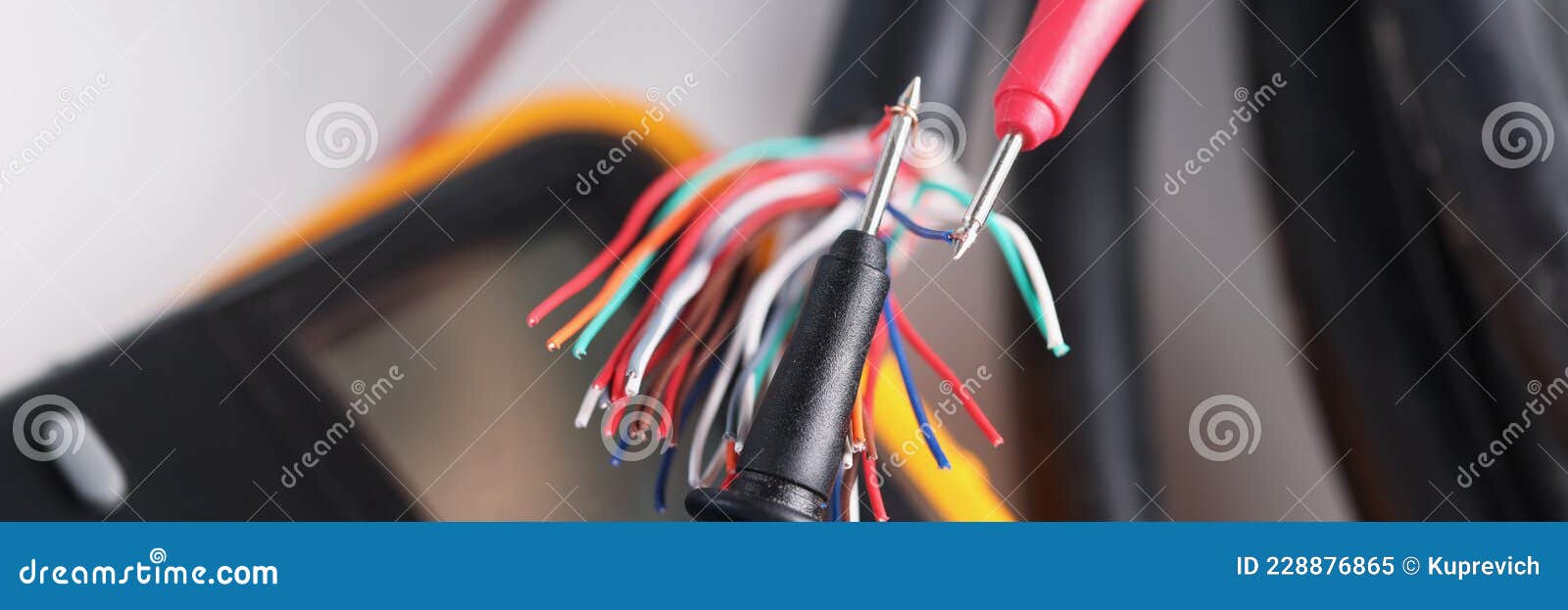 Two Multimeter Probes Checking Quality of Network Wiring Closeup Stock ...