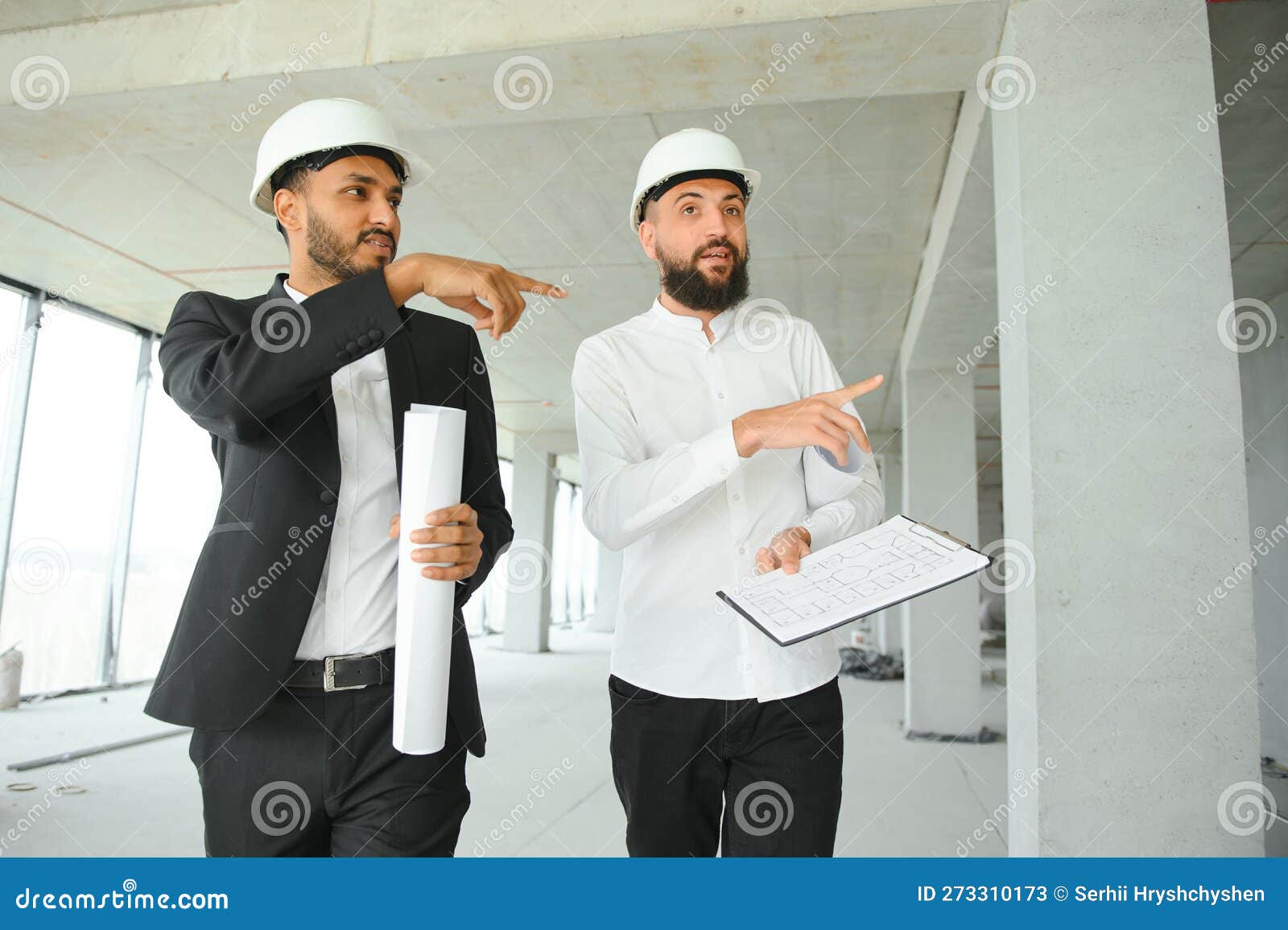 Two Multiracial Business Man Construction Site Engineer Stock Image ...