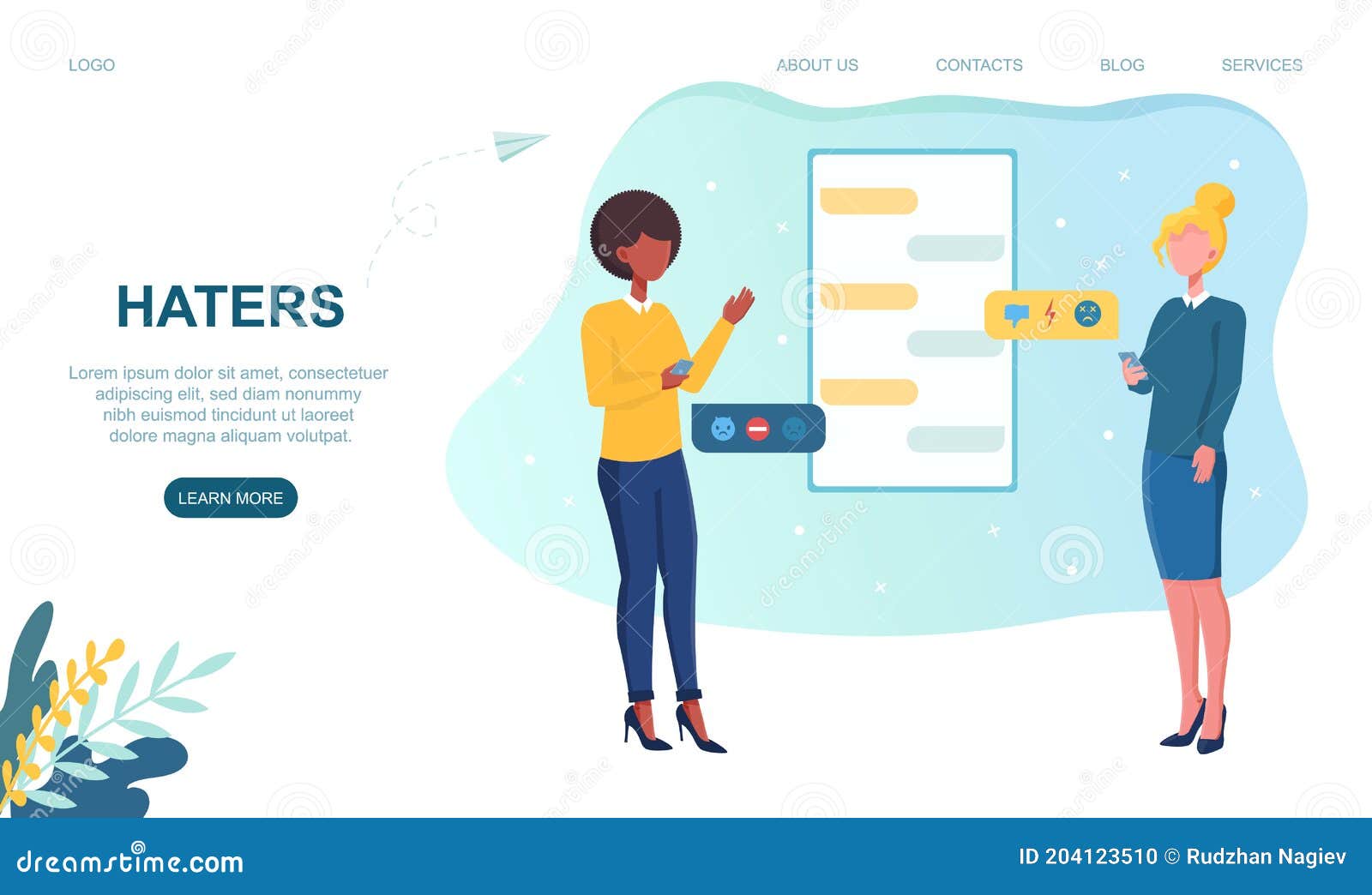 Two Multiracial Female Characters Face the Problem of Haters Stock ...