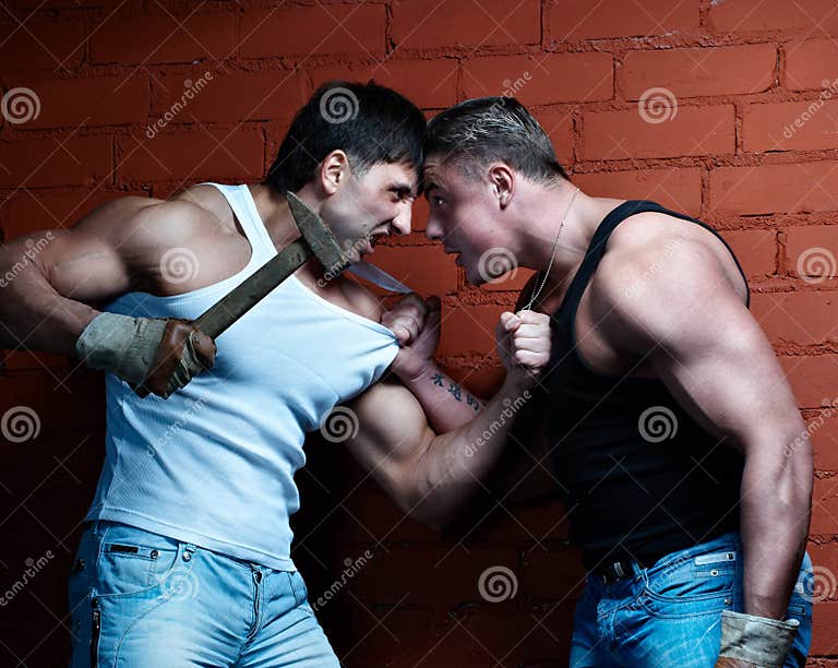 Two muscular guys stock photo. Image of ideas, emotional - 13150600
