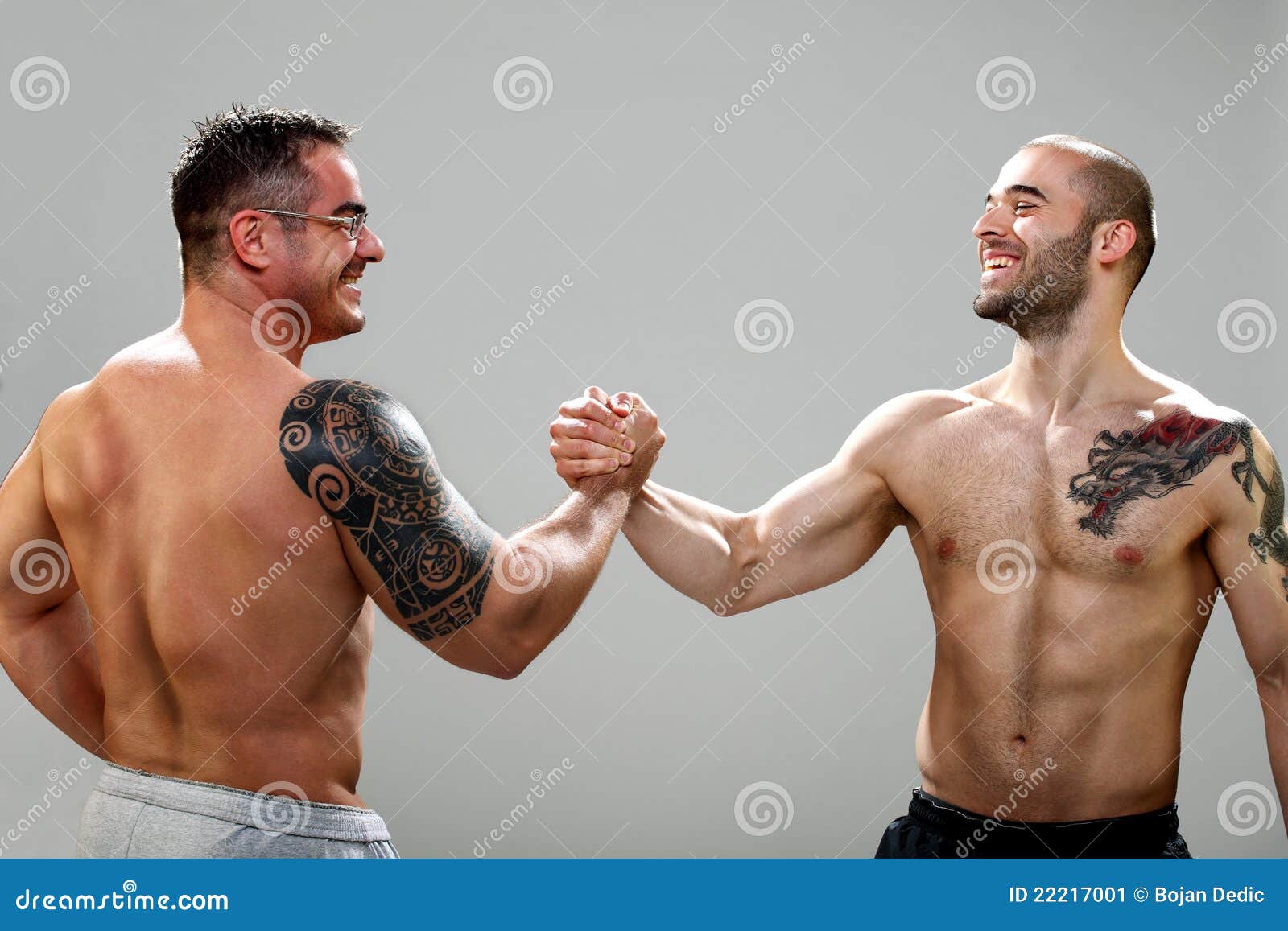 Two Musculine Happy Guys Making an Agreement Stock Image - Image of ...