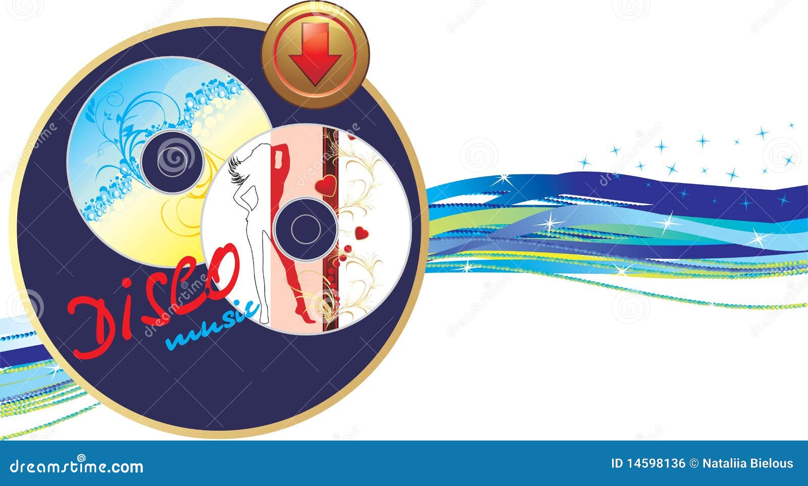 Two Music Disk with Button. Banner Stock Vector - Illustration of amour ...