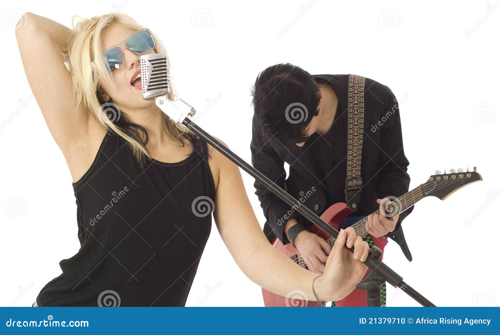 Two Musicians Singing and Playing Music Stock Photo - Image of hold ...