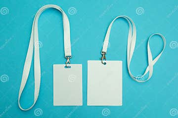 Two Name Tags on a Blue Background. Space for Text and Design Stock ...