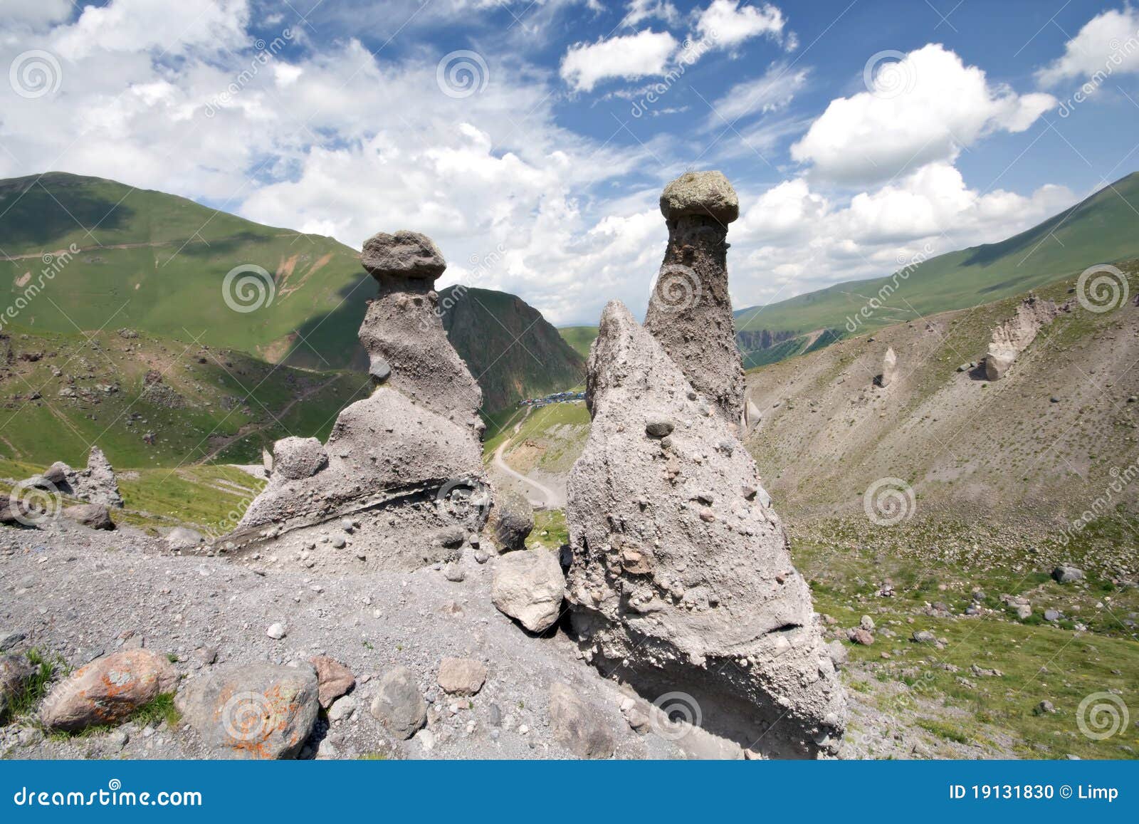 Two Natural Weathered Rocks, Blue Sky with Clouds Stock Photo - Image ...