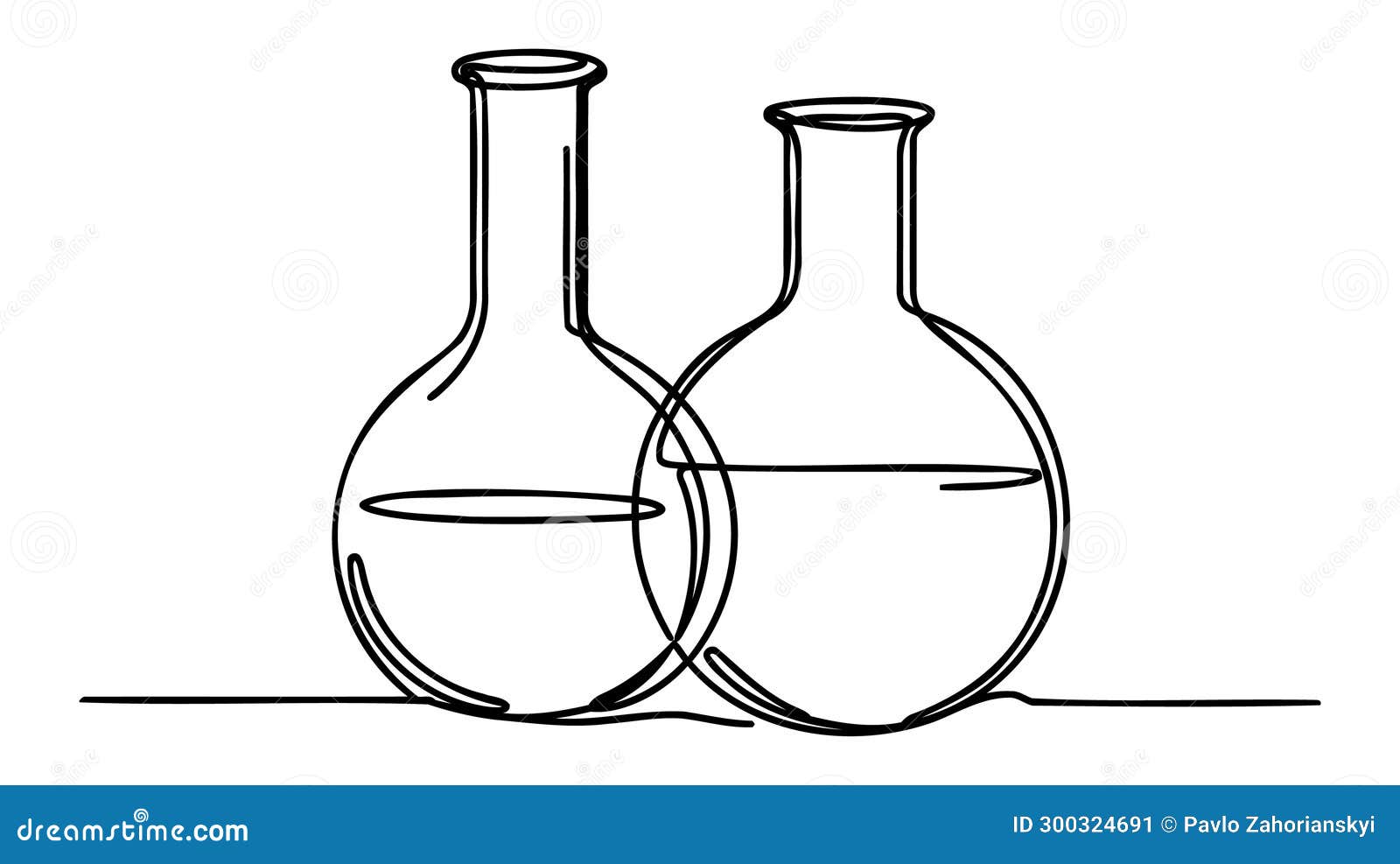 Two Neck Round Bottom Flask One Line Continuous Drawing. Laboratory ...