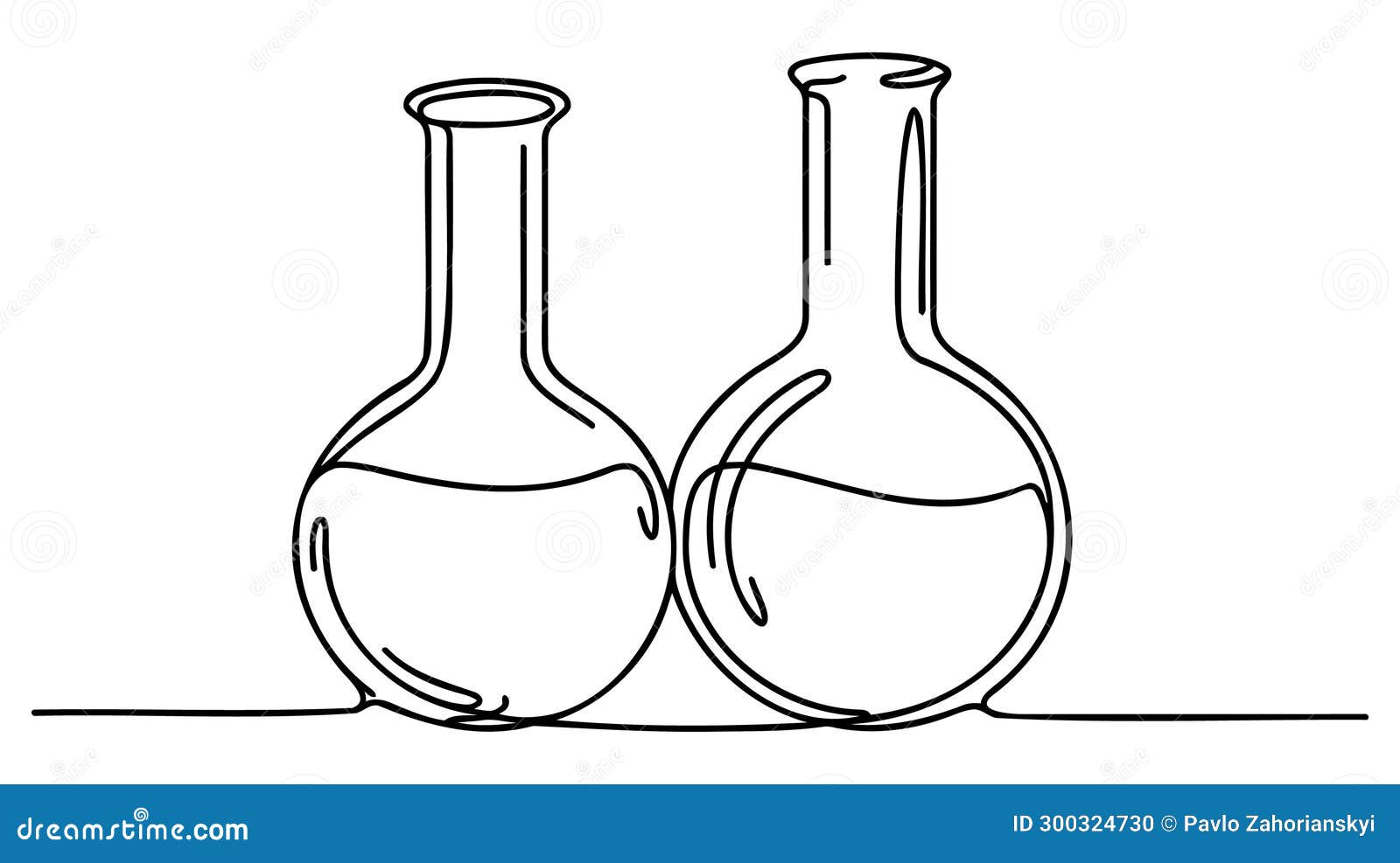 Two Neck Round Bottom Flask One Line Continuous Drawing. Laboratory ...