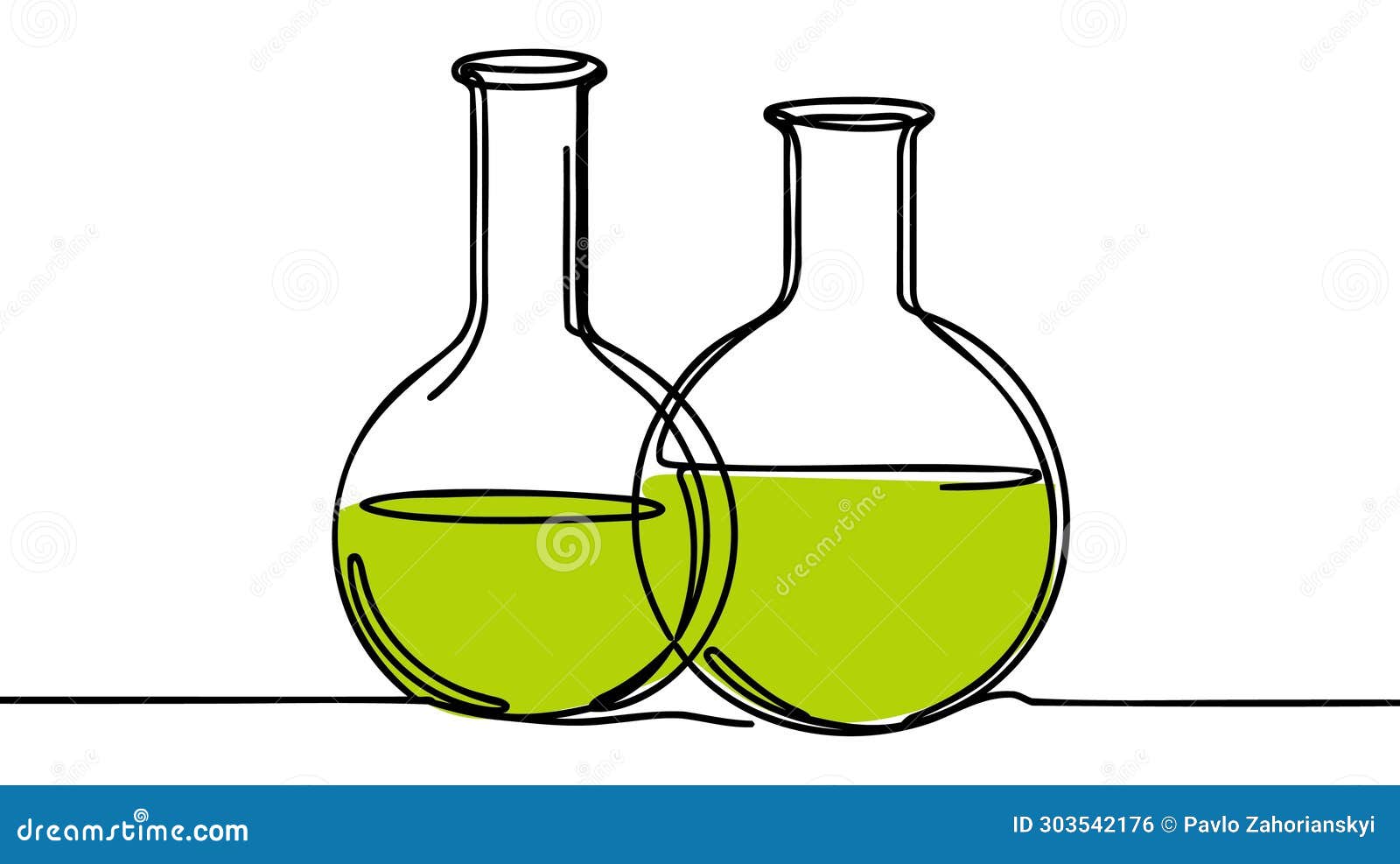 Two Neck Round Bottom Flask One Line Continuous Drawing. Laboratory ...