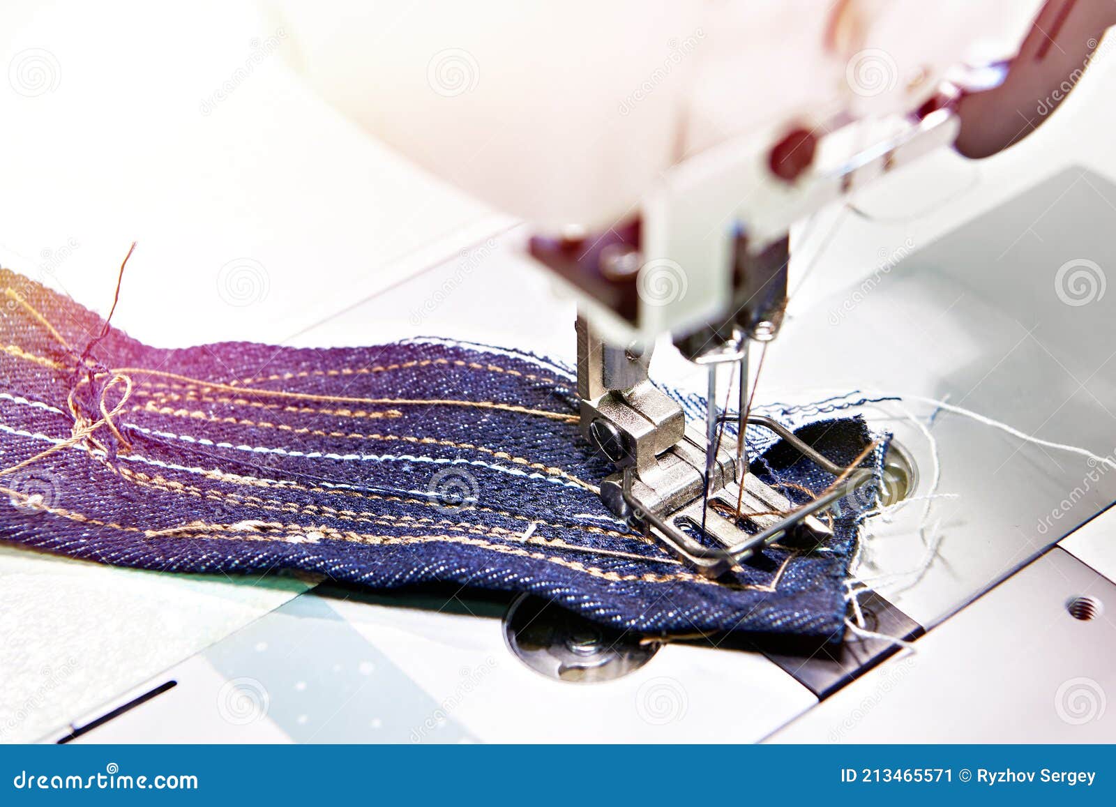 Two-needle sewing machine stock image. Image of fabric - 213465571