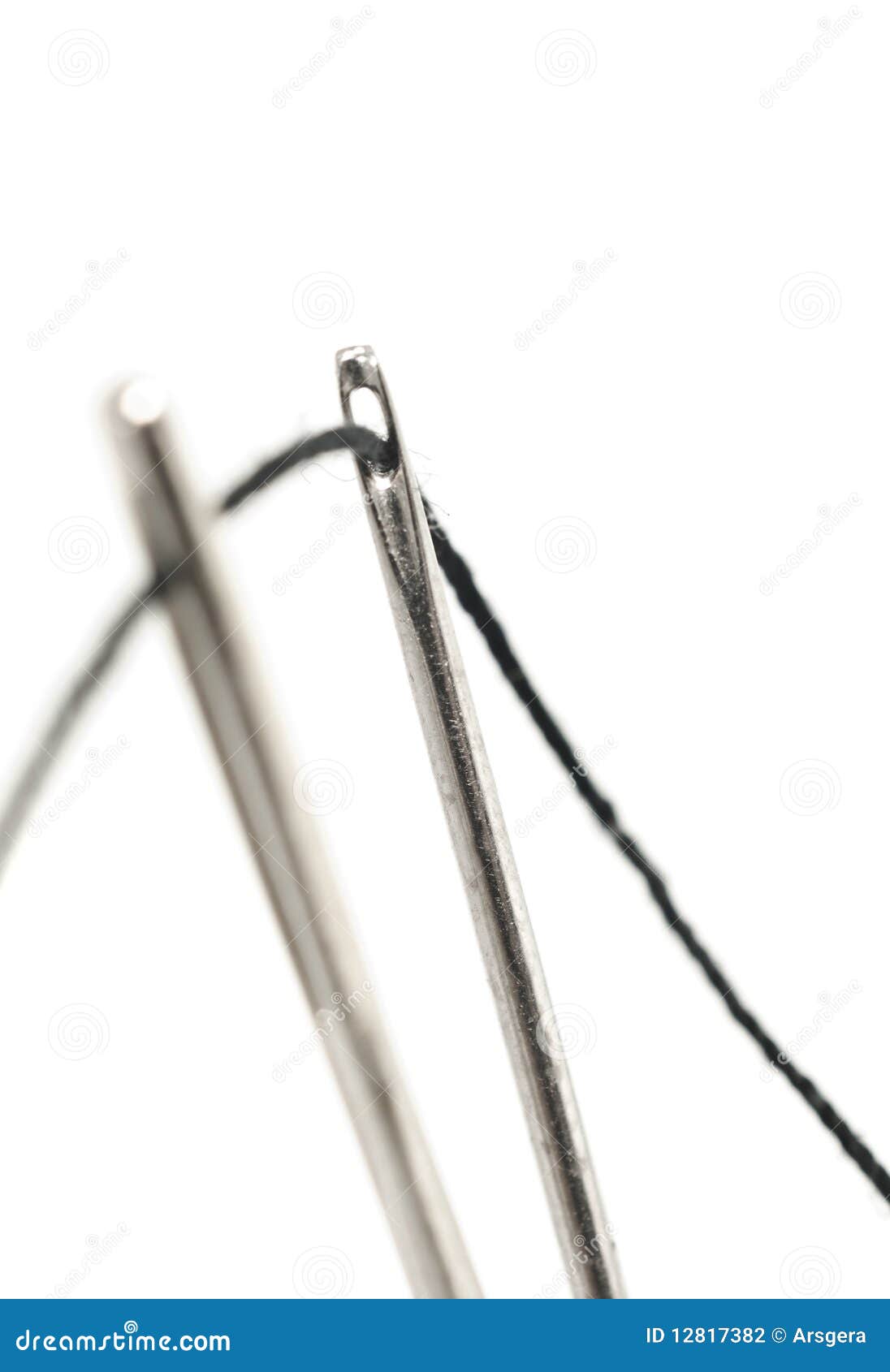 Two Needles with Thread Over White Stock Photo - Image of white, tool ...