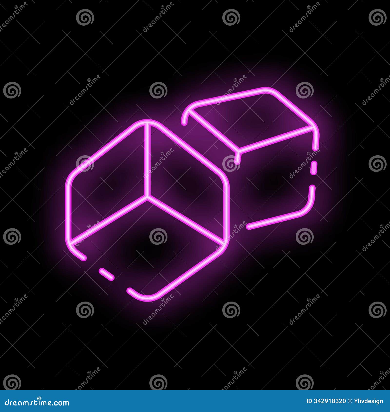 Neon Cubes Construction. 3d Illustration Royalty-Free Cartoon ...