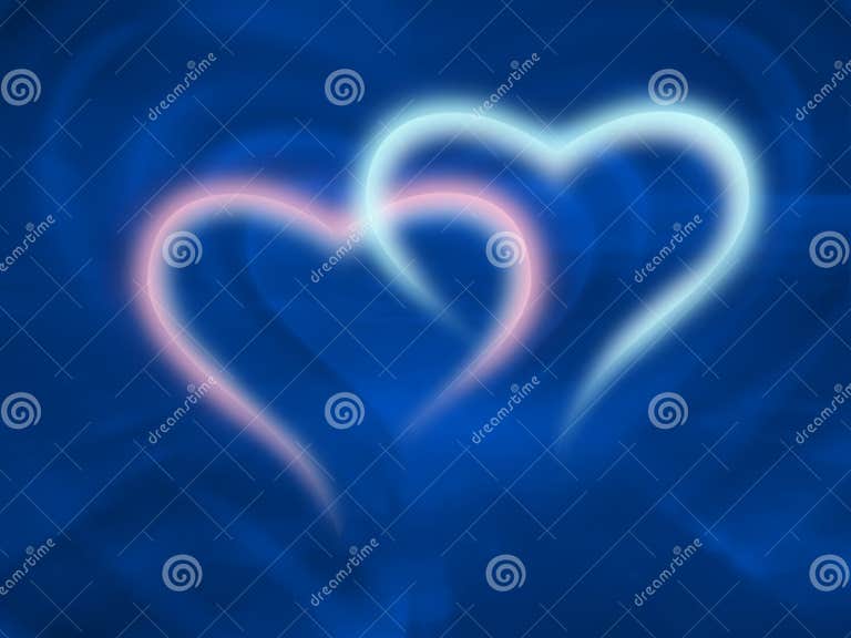 Two neon hearts stock illustration. Illustration of birthday - 2781395