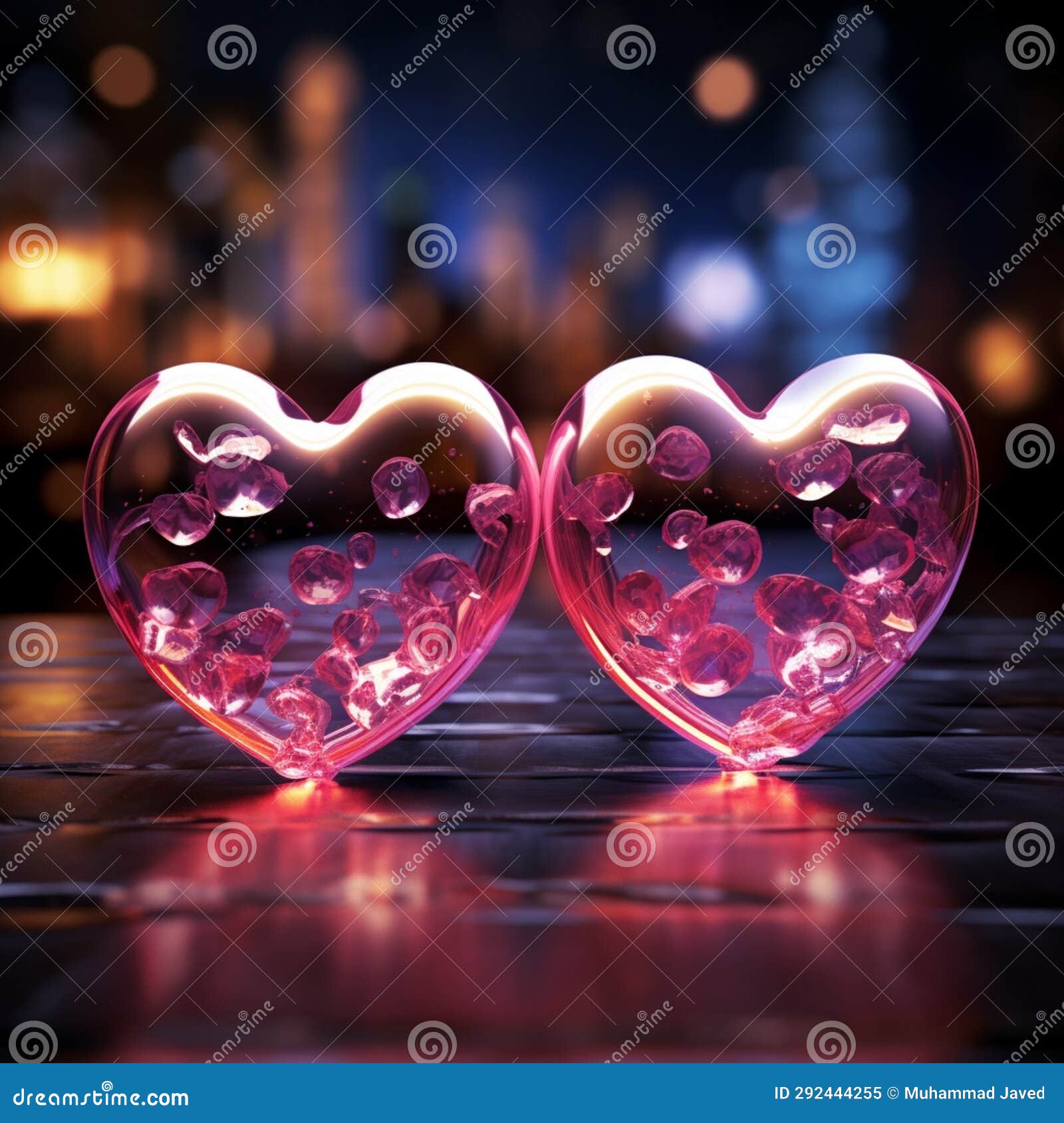 Two Neon Hearts Lights Illustration Stock Illustration - Illustration ...