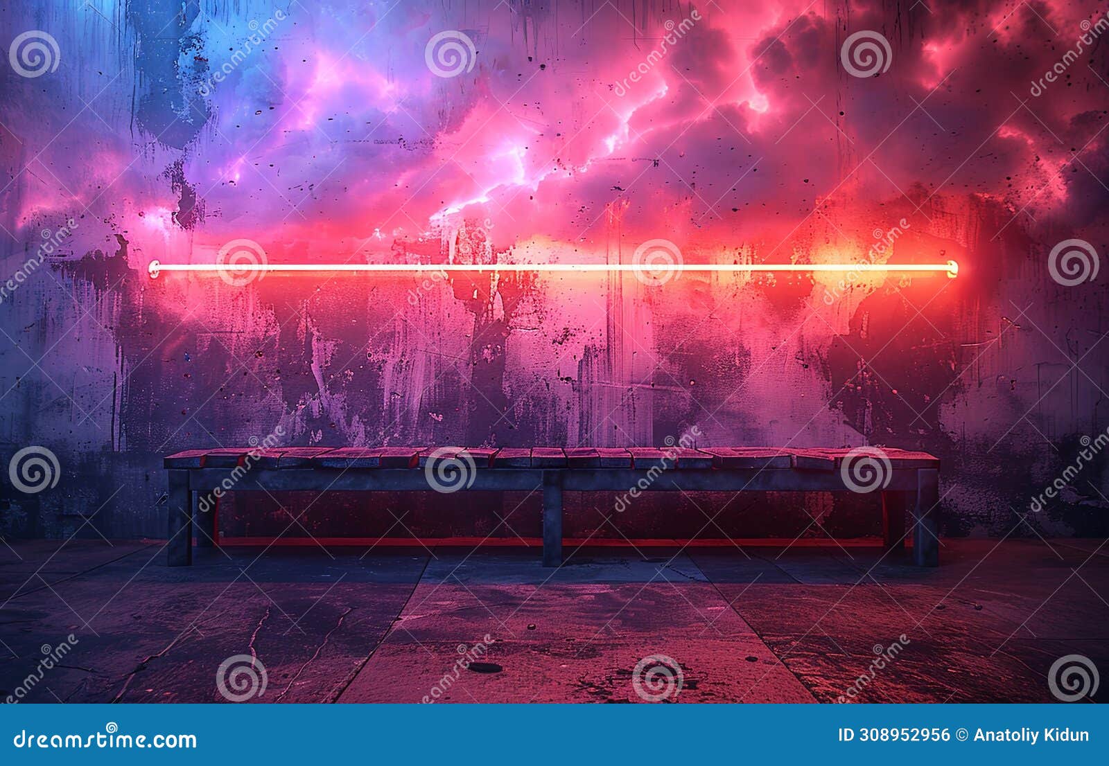 Two Neon Lights on Two Walls, in the Style of Heavy Impasto Texture ...