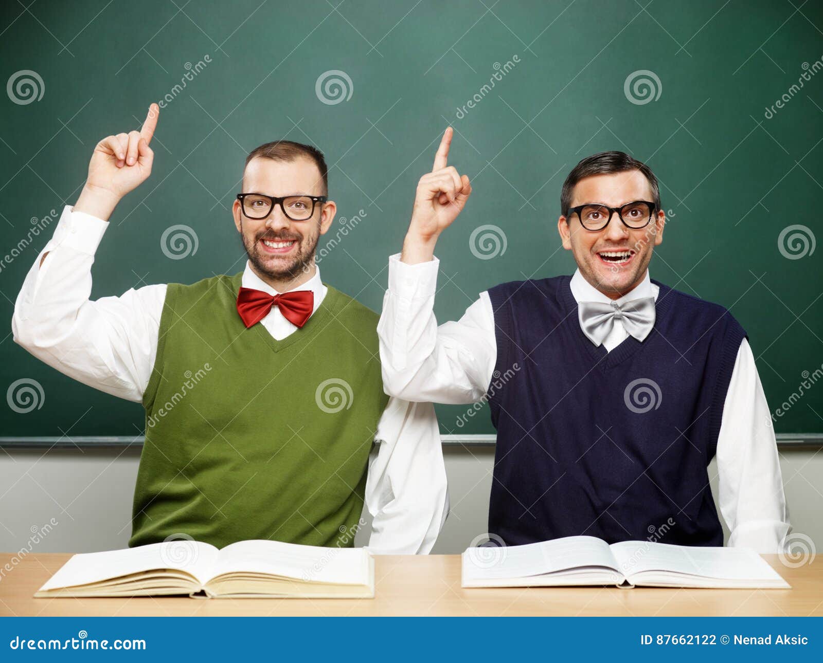 Two nerds with an idea stock photo. Image of happiness - 87662122