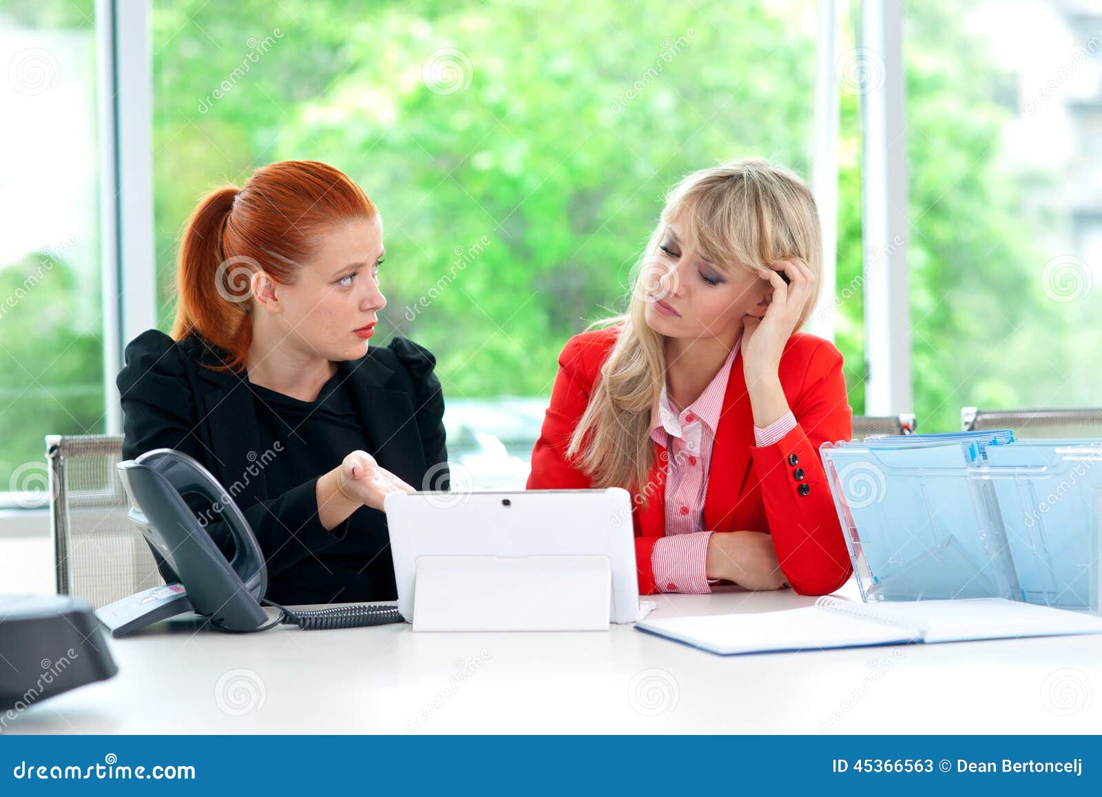 Two Nervous Colleague Worker in Office with Computer Stock Image ...