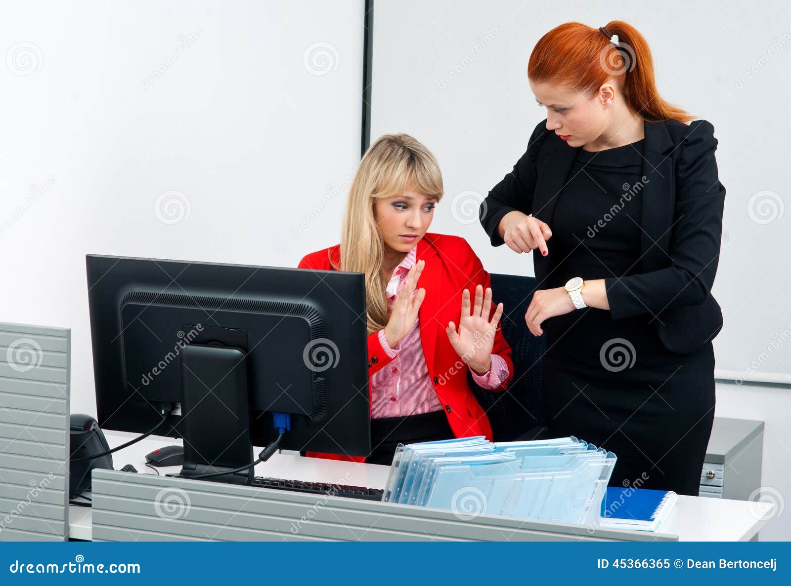 Two Nervous Colleague Worker in Office with Computer Stock Image ...