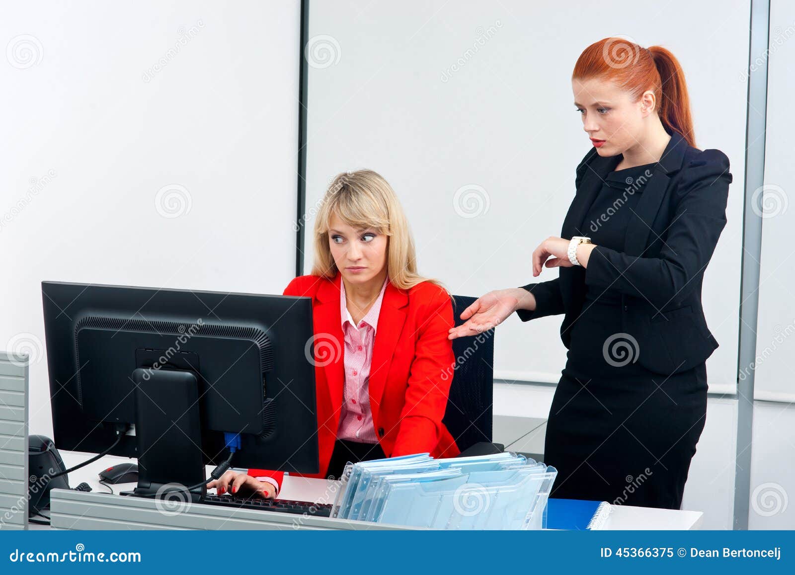 Two Nervous Colleague Worker in Office with Computer Stock Image ...