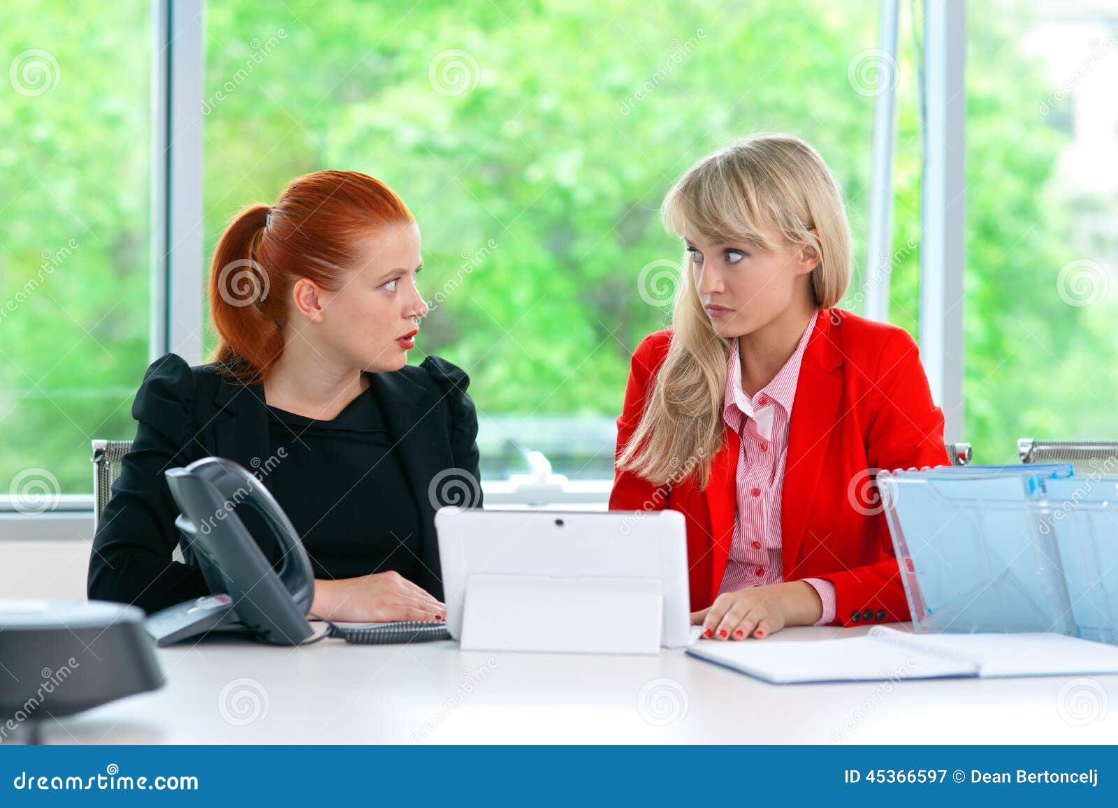 Two Nervous Colleague Worker in Office with Computer Stock Image ...