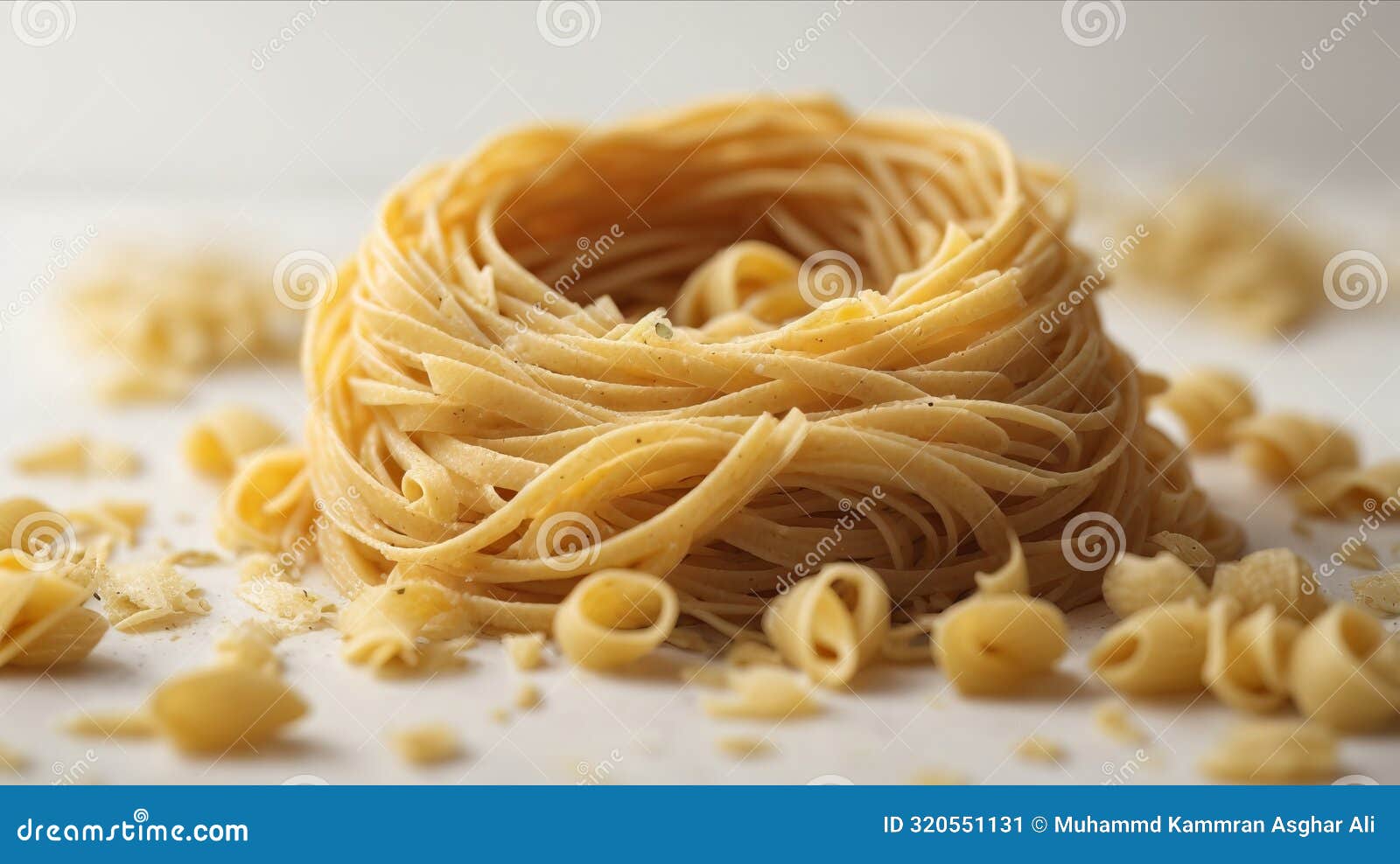 Two Nests of Pasta Close Up on a White Background. Stock Illustration ...