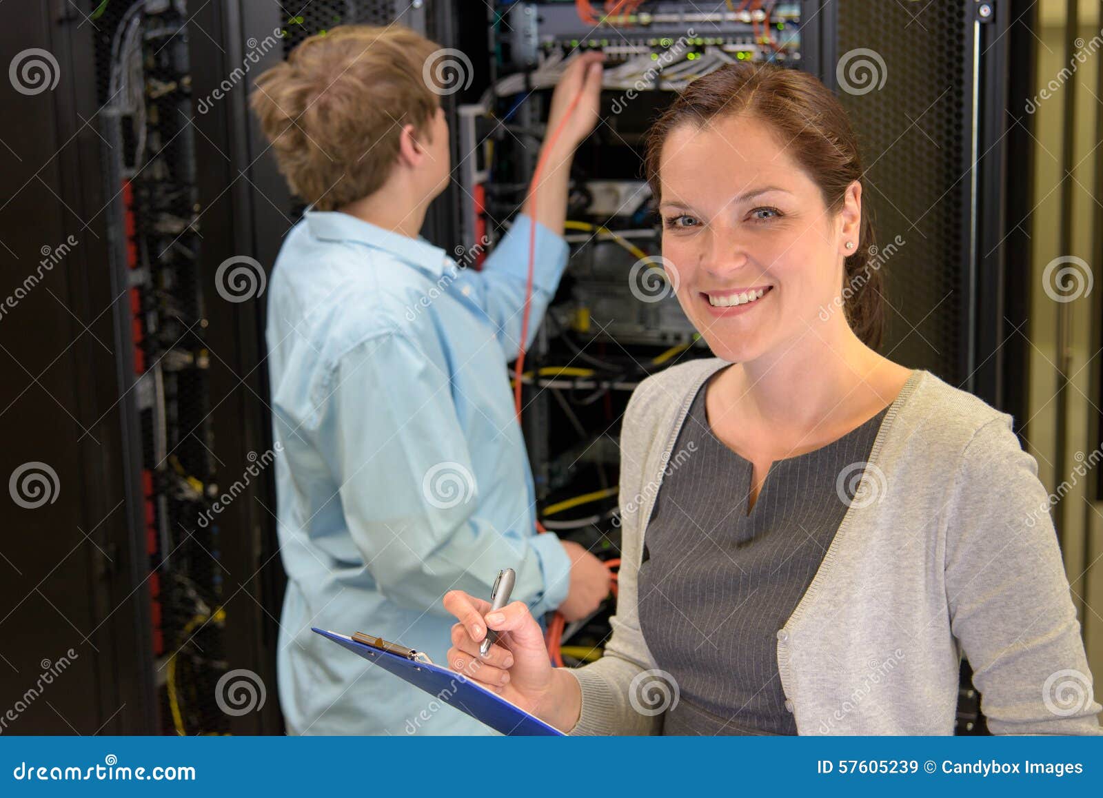 Two Network Engineers in Server Room Stock Image - Image of hardware ...