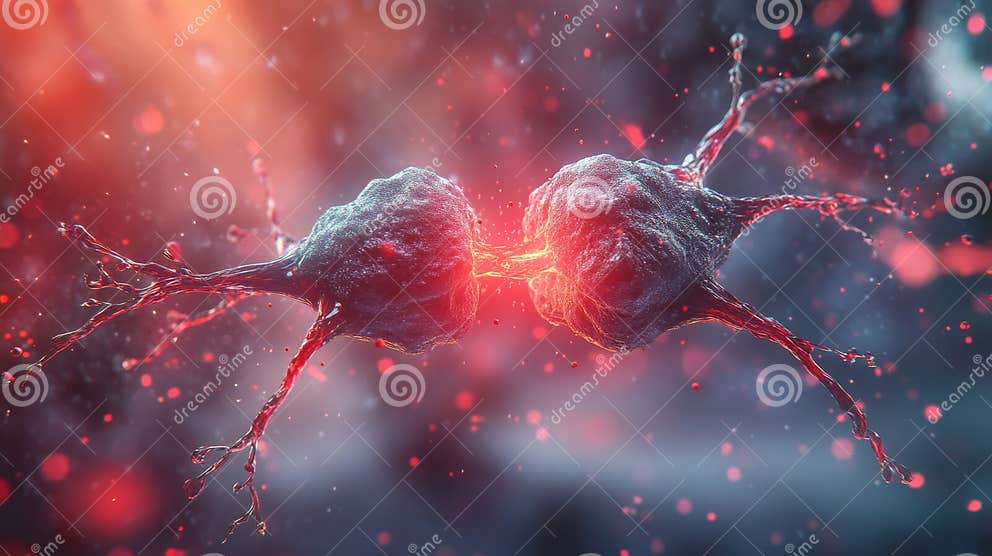 Two Neurons Connecting with Glowing Synapses Stock Illustration ...